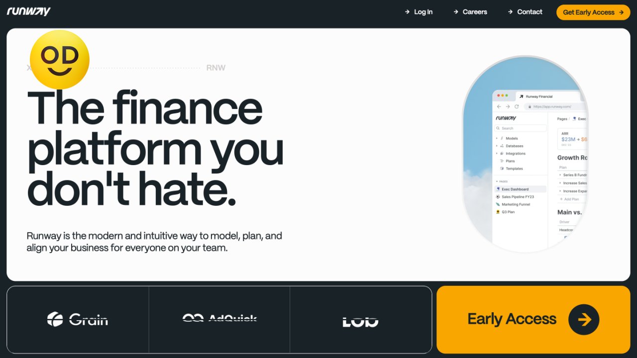 Лендинг платформы для бизнес-планирования Runway Financial — Оди. О дизайне