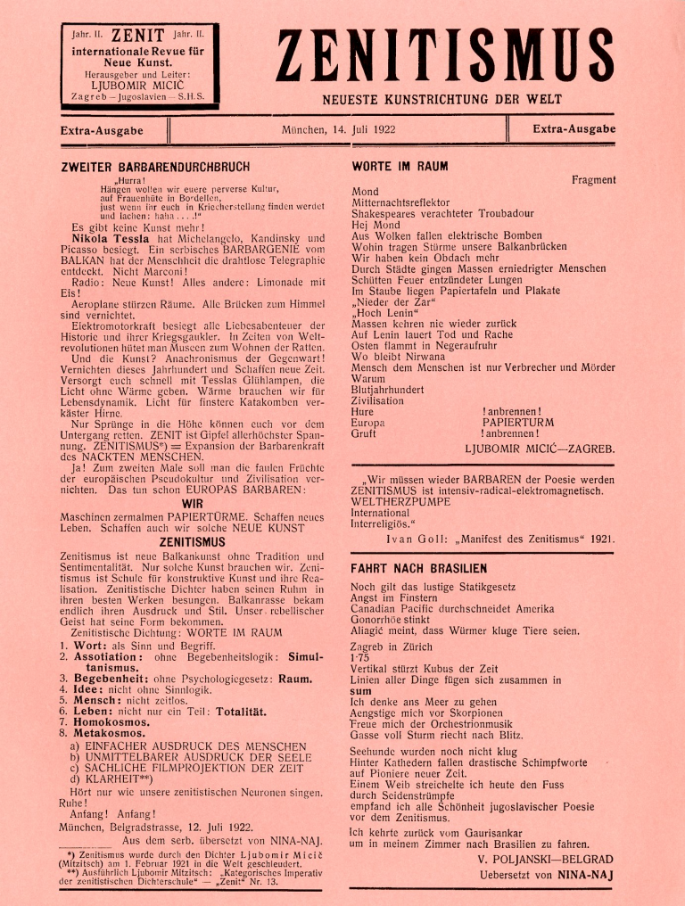 Коллекция обложек авангардного журнала Зенит — Оди. О дизайне